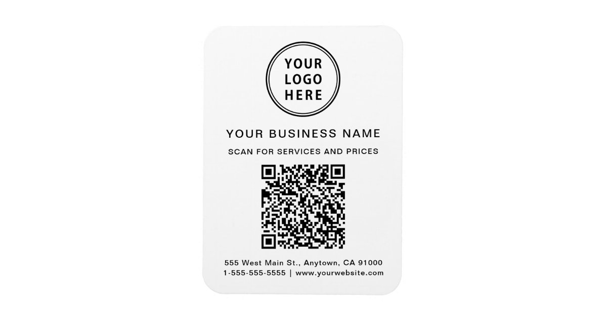 Promotional Business Logo QR Code Magnet | Zazzle