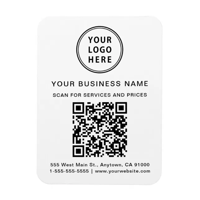 Promotional Business Logo QR Code Magnet | Zazzle