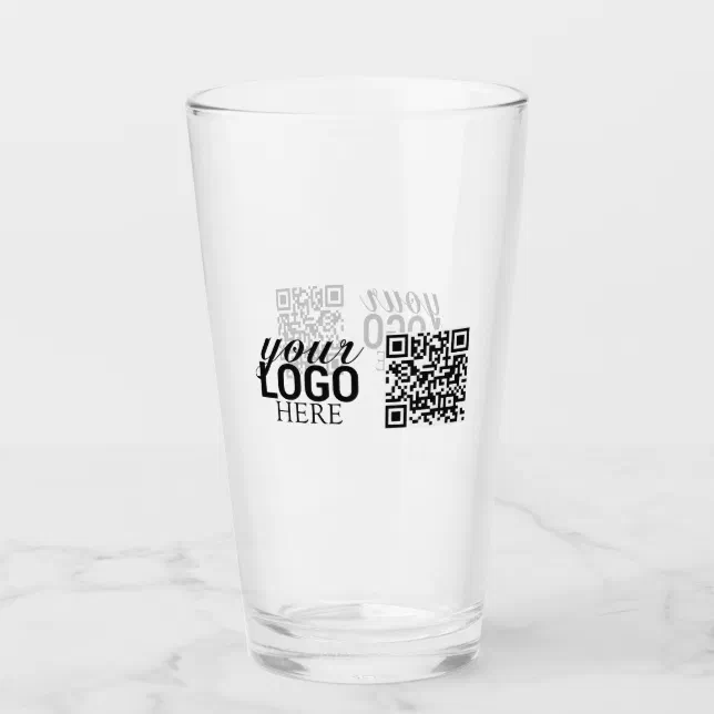 Promotional Company Business Logo & QR Code Glass | Zazzle