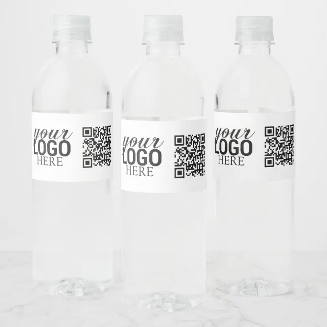 Promotional Company Business Logo & QR Code Water Bottle Label | Zazzle