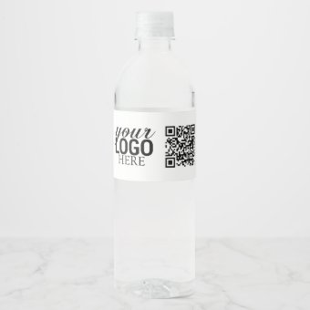 Promotional Company Business Logo & QR Code Water Bottle Label | Zazzle