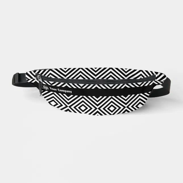 Promotional Company Logo Name Black & White Fanny Pack | Zazzle