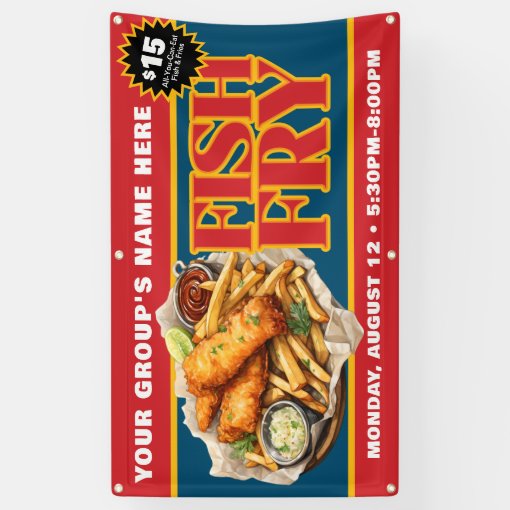 Promotional Custom Fish Fry Fundraiser Banner | Zazzle