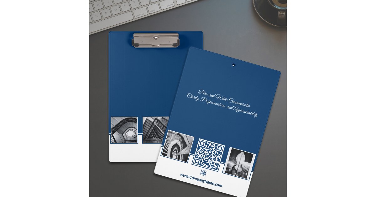 Promotional Custom Images Blue White Company Clipboard | Zazzle