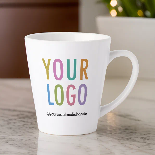 Promotional Latte Mug Custom Business Logo Branded | Zazzle