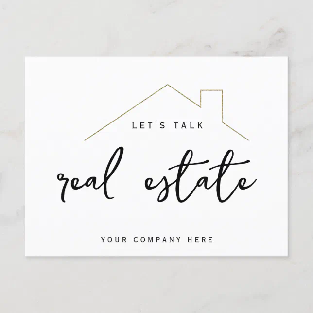 Promotional Let S Talk Real Estate Gold House Postcard Zazzle
