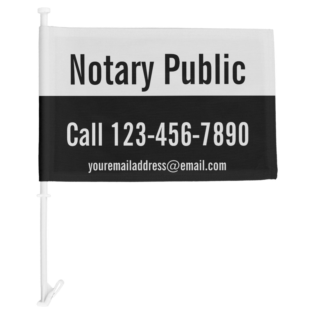 Promotional Pale Gray and Black Notary Public Car Flag | Zazzle