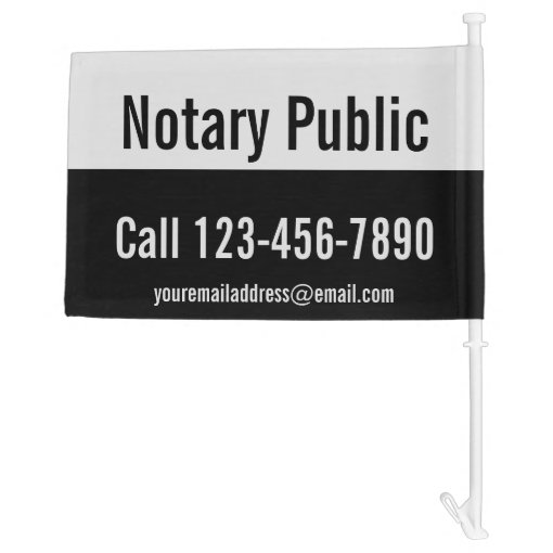 Promotional Pale Gray and Black Notary Public Car Flag | Zazzle