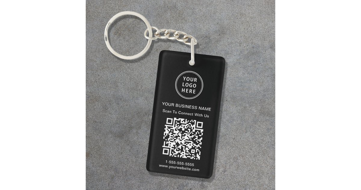 Promotional QR Code Black Keychain | Zazzle