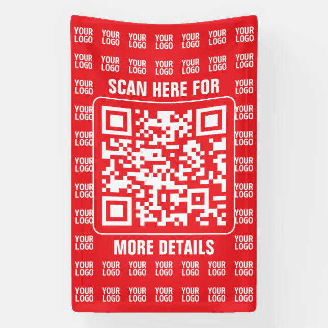 Promotional QR code (editable) with Logo Pattern Banner | Zazzle