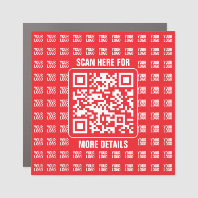 Promotional QR code (editable) with Logo Pattern Car Magnet | Zazzle
