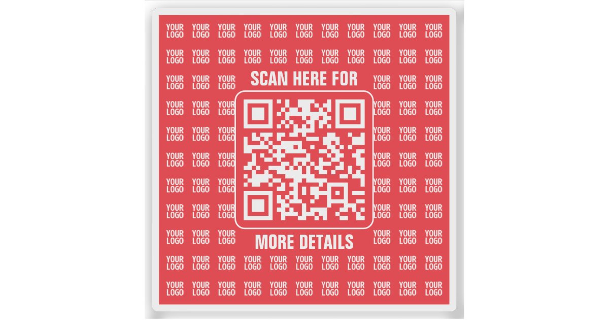 Promotional QR code (editable) with Logo Pattern Sticker | Zazzle