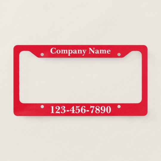 Promotional Red and White Business Text Template License Plate Frame ...