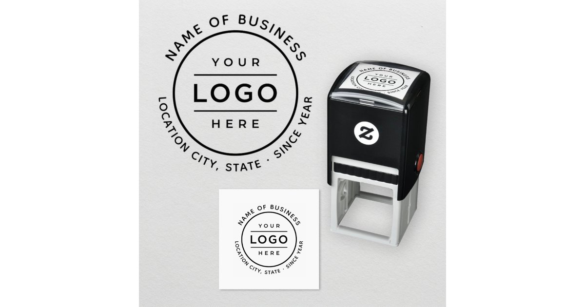 Promotional Round Custom Business Logo Branded Self-inking Stamp | Zazzle