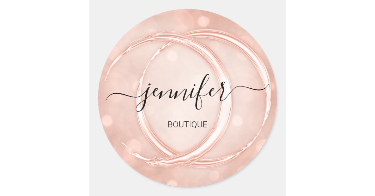 Promotional Wedding Small Business Name Rose Classic Round Sticker | Zazzle