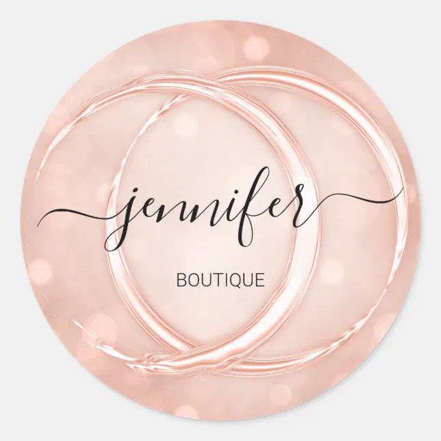 Promotional Wedding Small Business Name Rose Classic Round Sticker | Zazzle