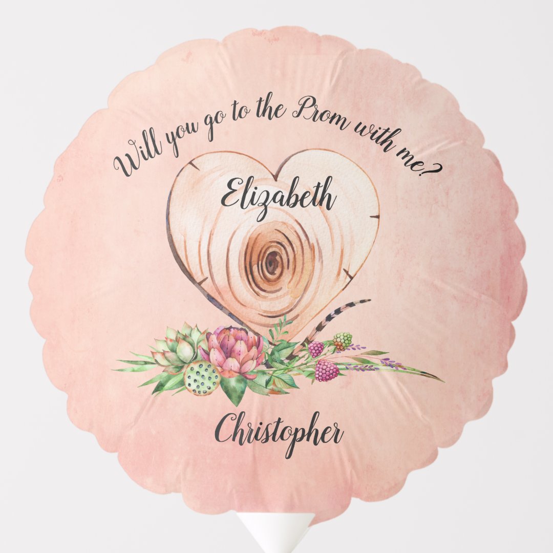 Promposal Boho Rustic Heart Ask To Prom Balloon | Zazzle
