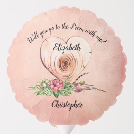 Promposal Boho Rustic Heart Ask To Prom Balloon | Zazzle