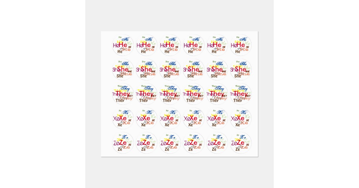 Pronouns All Over Labels | Zazzle