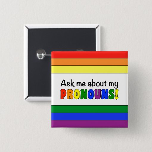 Pronouns Button (Rainbow) | Zazzle