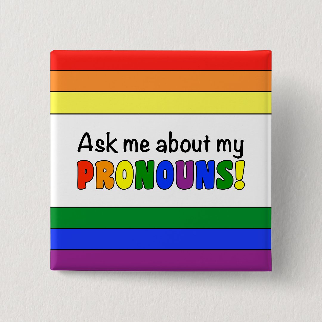 Pronouns Button (Rainbow) | Zazzle