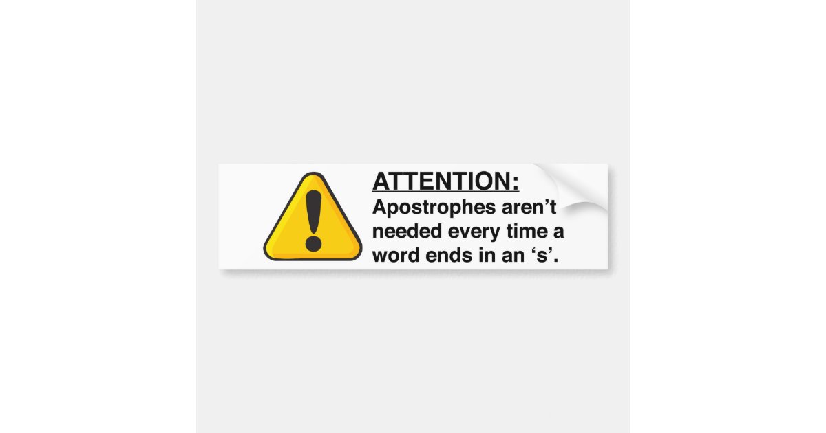 Proper Apostrophe Usage Card Bumper Sticker | Zazzle