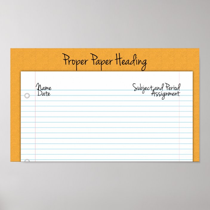 Proper Paper Heading Poster for Middle/High School | Zazzle.com