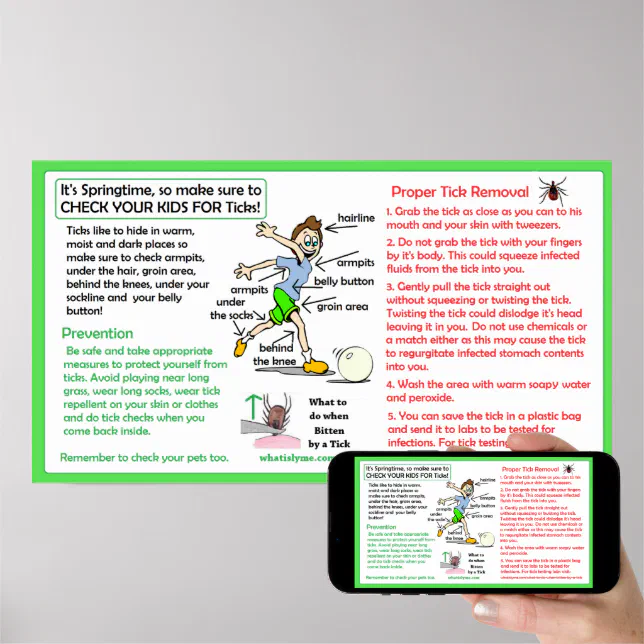 Proper Tick Removal Poster Lyme disease Prevention | Zazzle