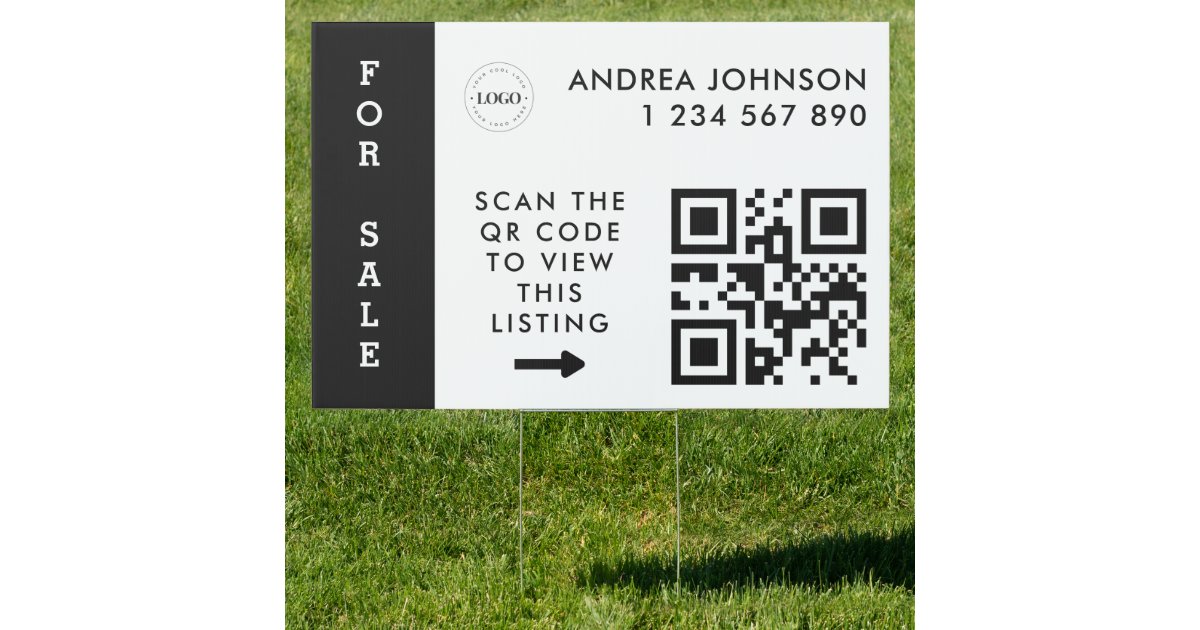 Property For Sale Real Estate Custom Logo QR Code Sign | Zazzle