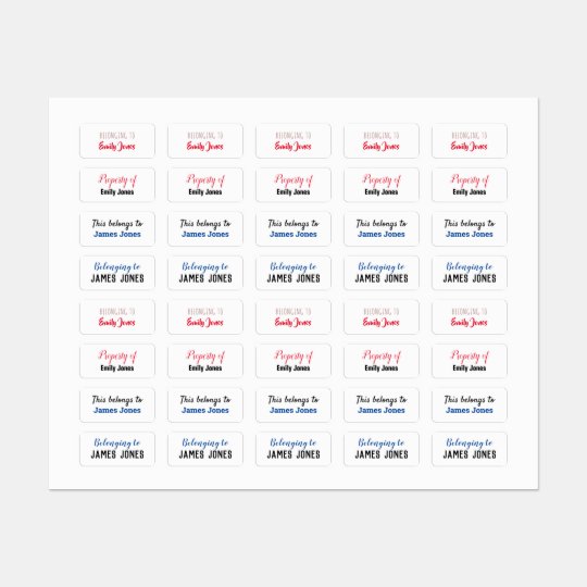 Property Of & Belonging To Name Typography Kids' Labels | Zazzle.com