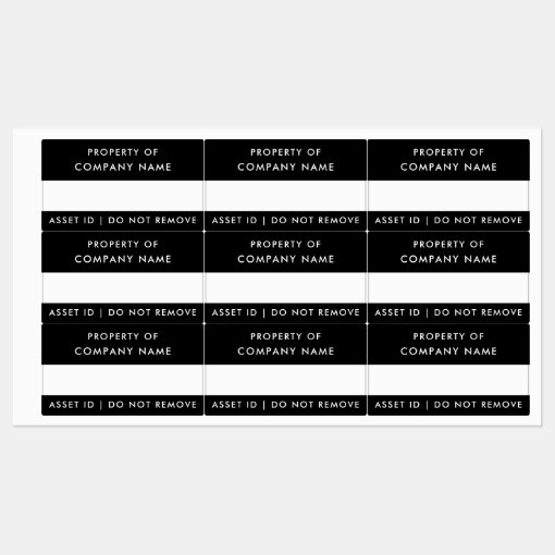 Property of Company | Black Corporate Asset ID Labels | Zazzle