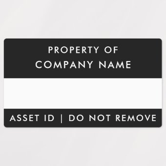 Property of Company | Black Corporate Asset ID Labels | Zazzle