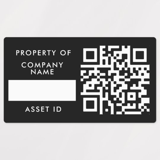Property of Company Black QR Code Asset ID Labels | Zazzle.com