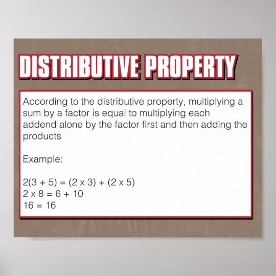 Property of Numbers- Distributive Property Poster | Zazzle.com