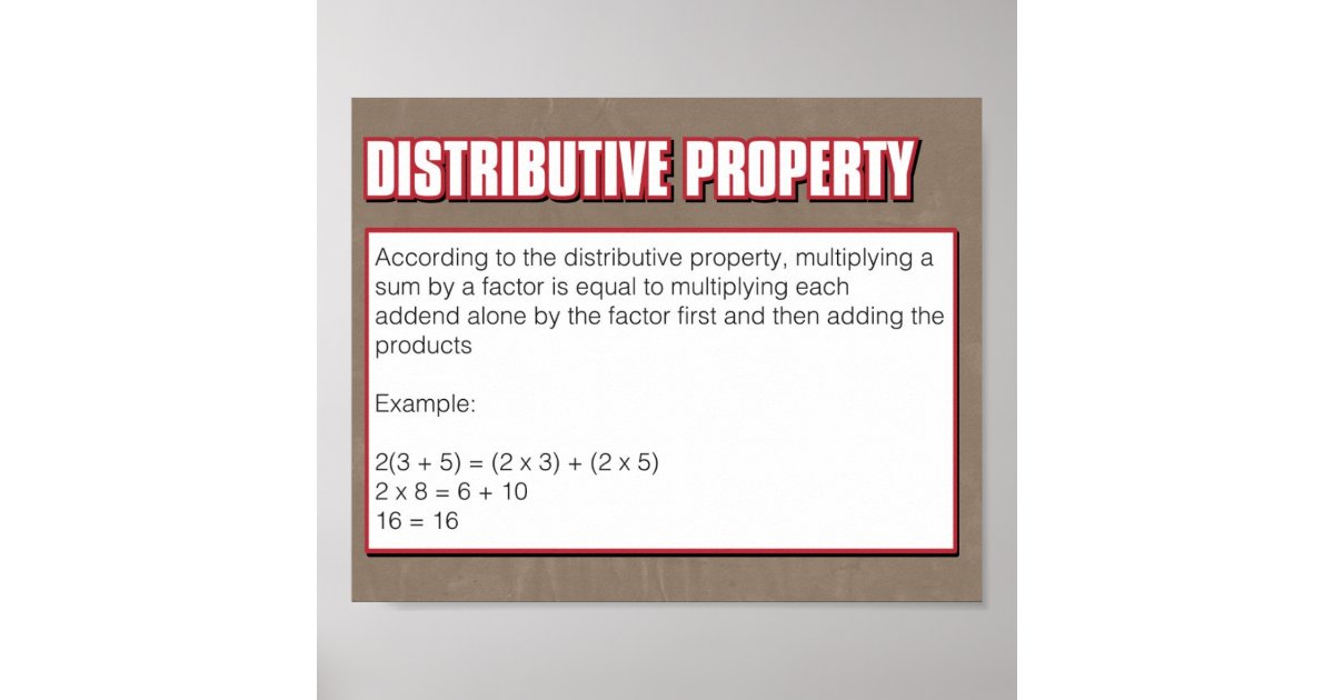 Property of Numbers- Distributive Property Poster | Zazzle