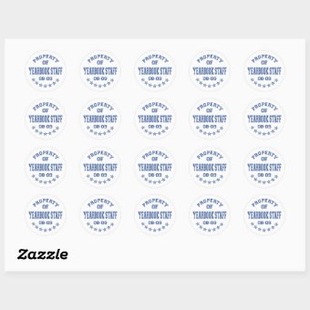 Property OF Yearbook Staff Classic Round Sticker | Zazzle