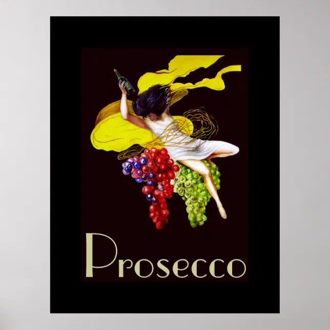 Prosecco Wine Maid Vintage Lady Posters | Zazzle