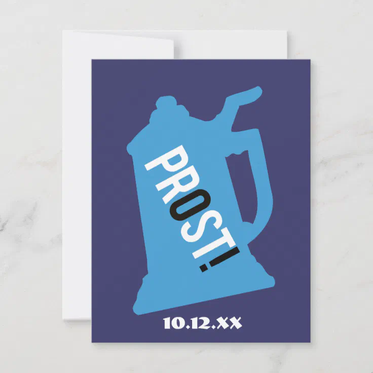 Prost 80th Birthday Party Invitation Blue & Black | Zazzle