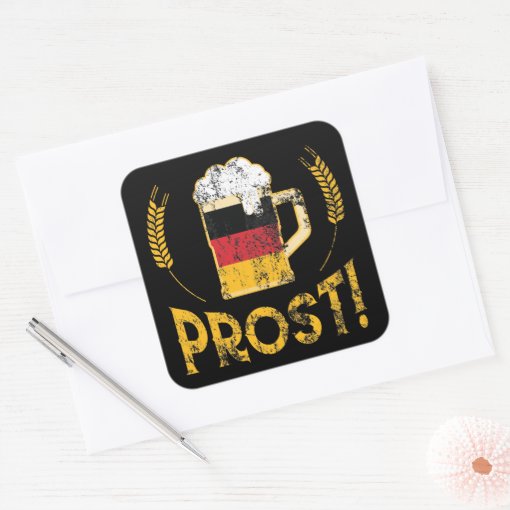 Prost German Flag Beer Lover Oktoberfest Square Sticker | Zazzle