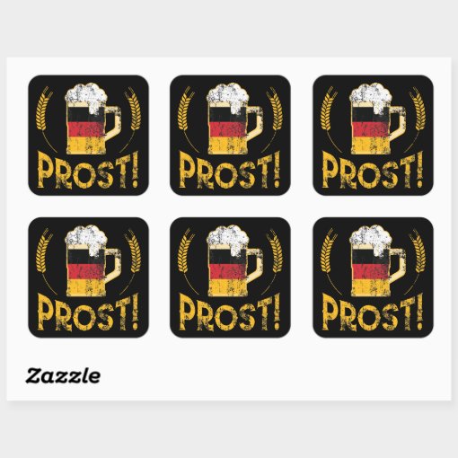 Prost German Flag Beer Lover Oktoberfest Square Sticker | Zazzle