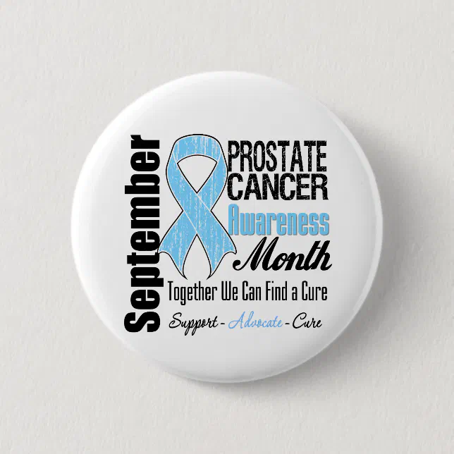 Prostate Cancer Awareness Month Distressed Ribbon Button | Zazzle