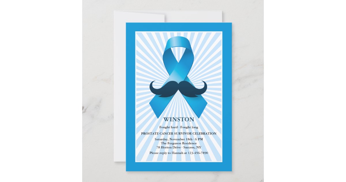 Prostate Cancer Ribbon Survivor Celebration Invitation | Zazzle