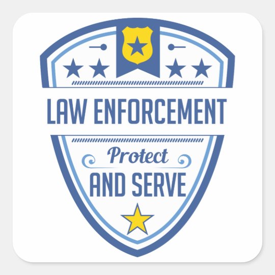Protect and Serve Police Badge Square Sticker | Zazzle.com