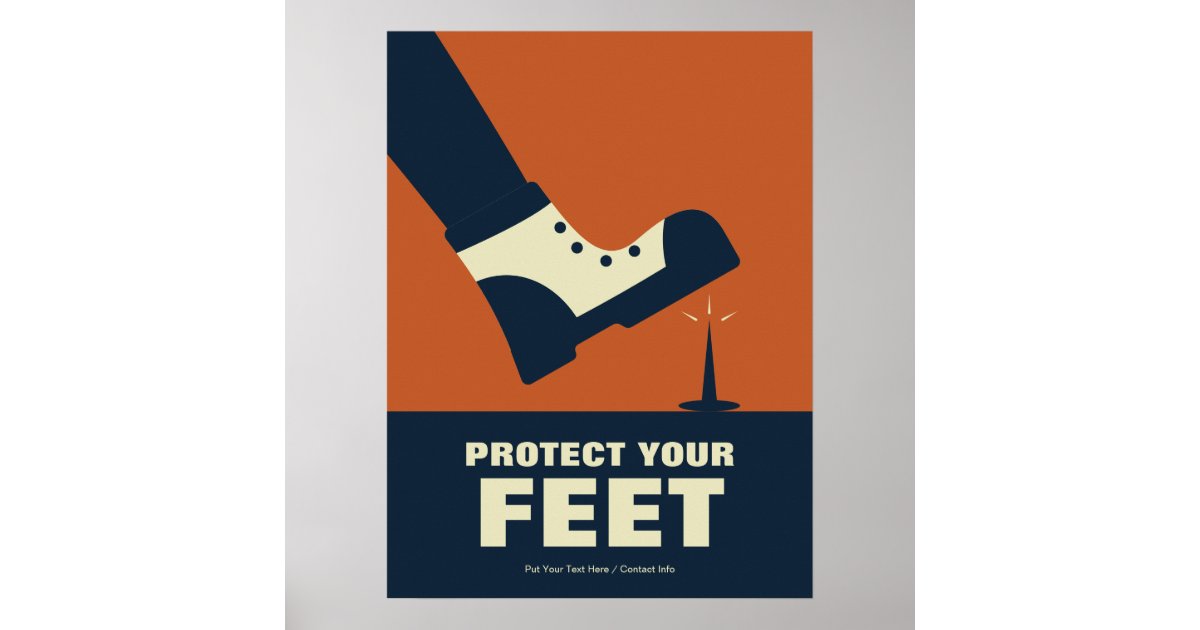 Protect Your Feet Workplace Safety Retro Poster | Zazzle