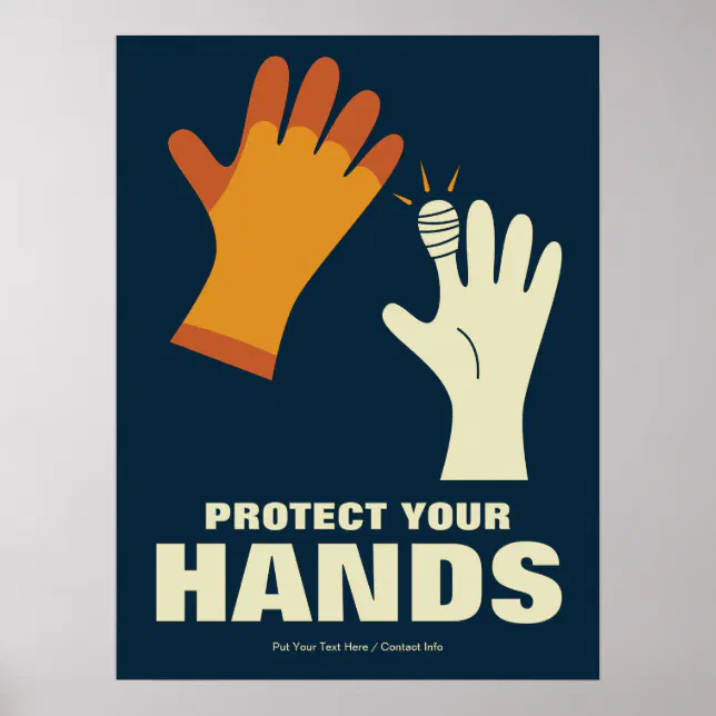 Protect Your Hands Workplace Safety Retro Poster | Zazzle
