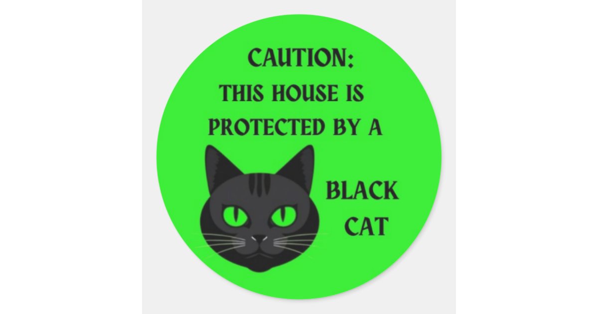 Protected by a Black Cat Classic Round Sticker | Zazzle