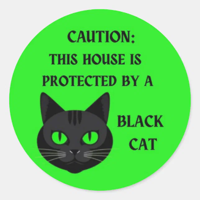 Protected by a Black Cat Classic Round Sticker | Zazzle
