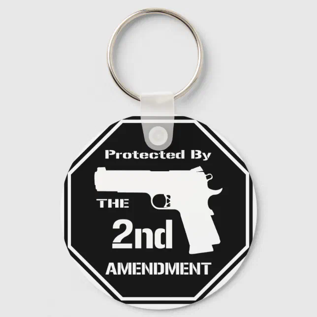 Protected By The Second Amendment (Black).png Keychain | Zazzle