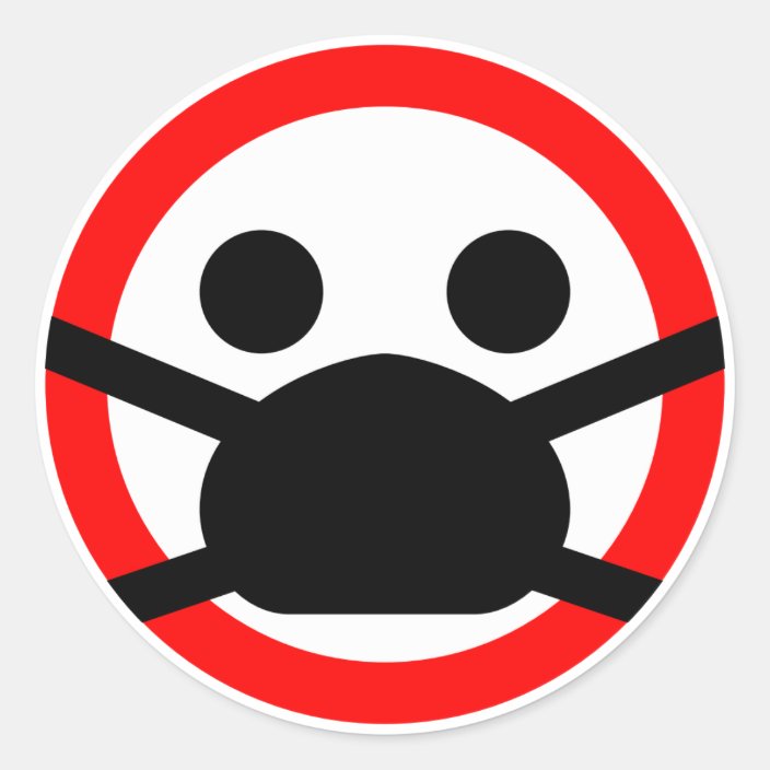 protective face mask warning sign classic round sticker | Zazzle.com