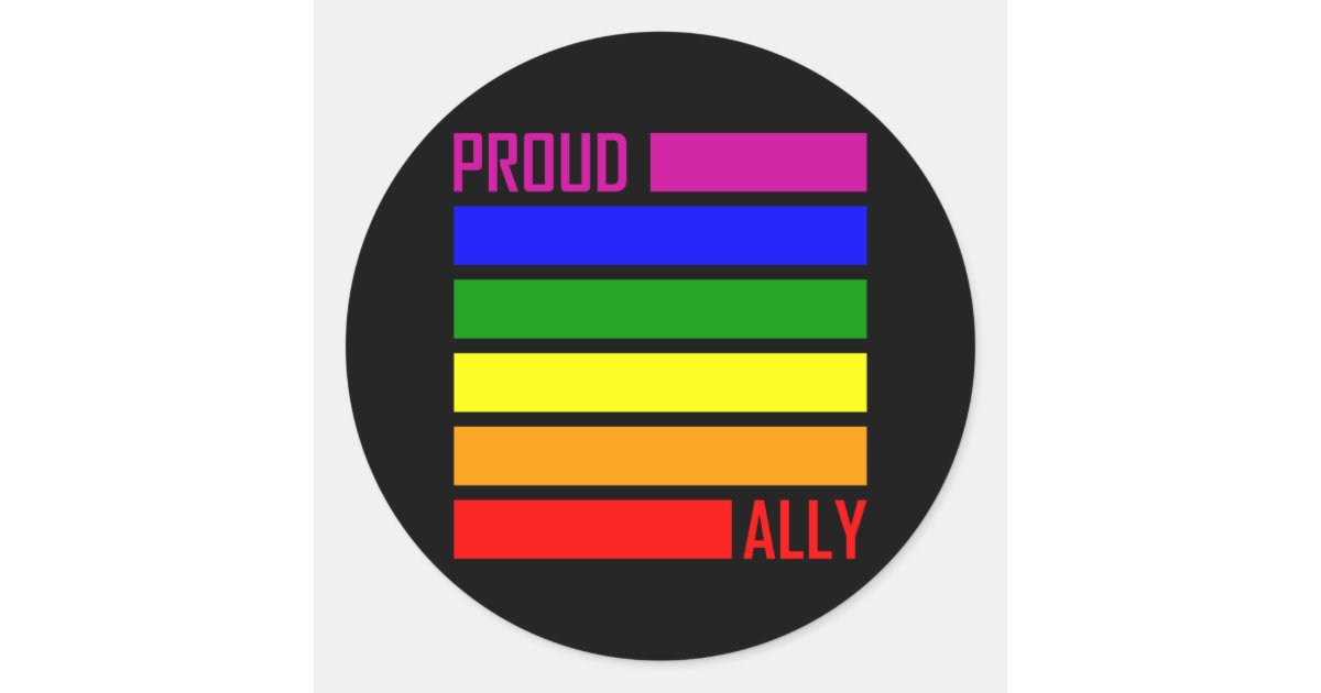 PROUD ALLY FLAG LGBT Pride Month LGBTQ Rainbow Classic Round Sticker ...